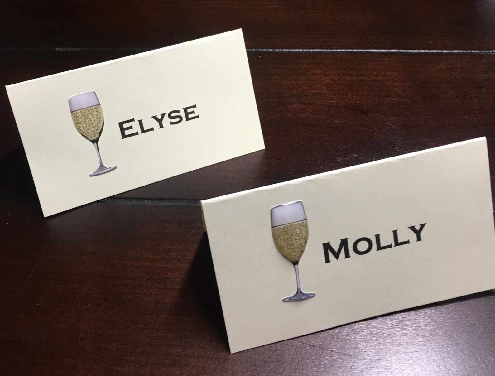 Champagne Place Cards, Placecards, Seat Cards, Name Cards, Champagne ...