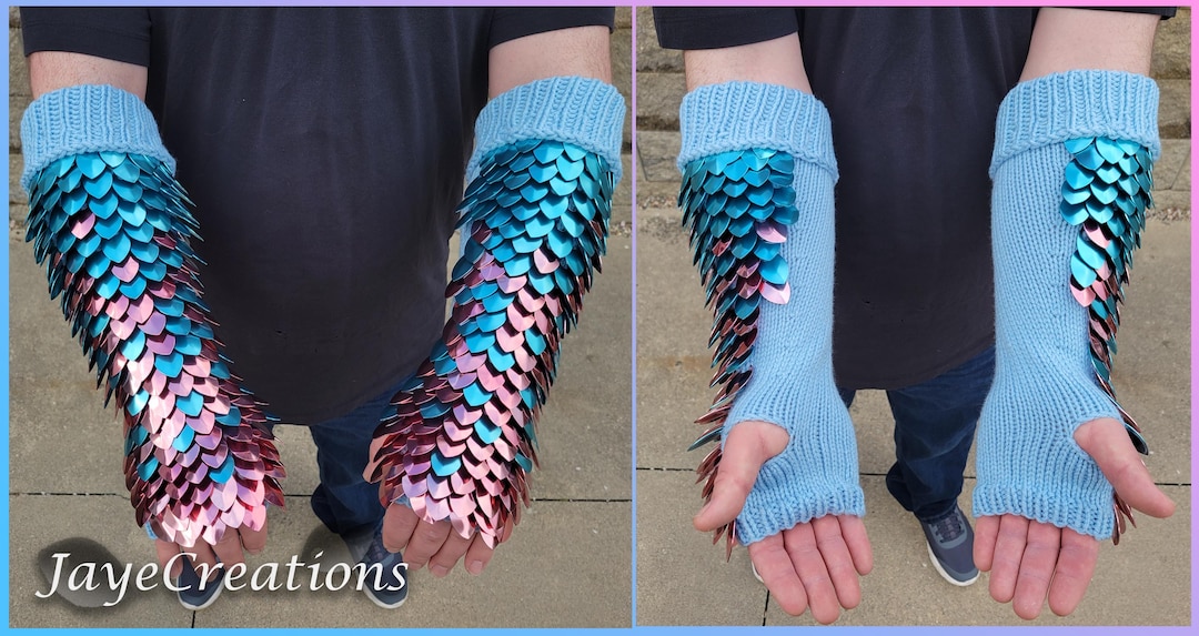 100% Premium Bright Pink to Sky Large Half Wrap on Pale Blue Gauntlets ...