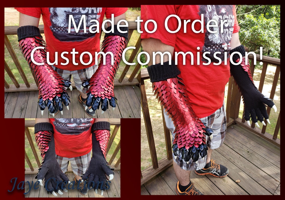 Large Clawed Half Wrap Gauntlets Simple Custom Commission Dragon Scale ...
