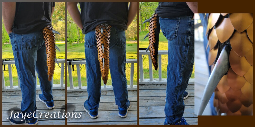 Small Bronze on Grey Yarn Scaletail With 3 Spikes - Small Dragon Scale ...