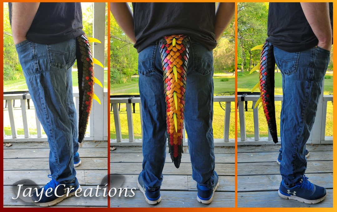 Fire Themed Scaletail With Yellow Spikes Black Yarn Medium Dragon Scale ...
