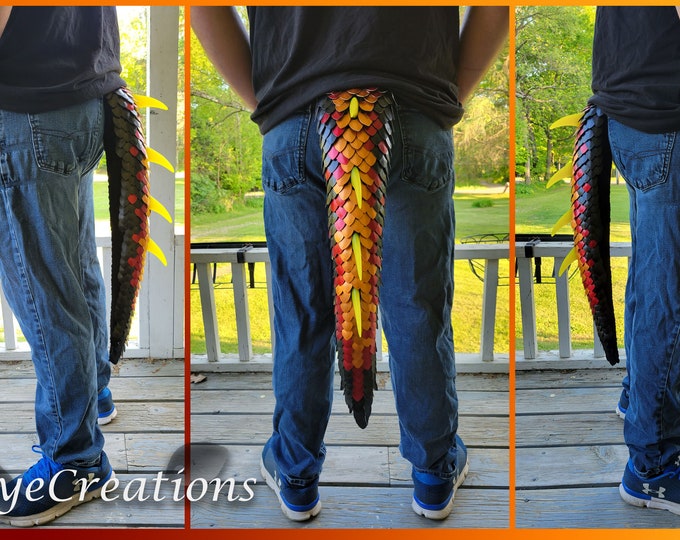 Fire Themed Scaletail With Yellow Spikes- Black Yarn - Medium Dragon ...