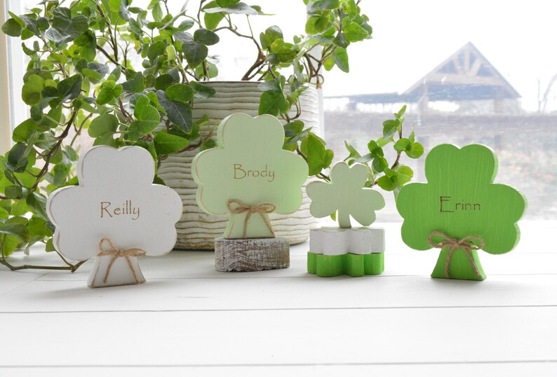 Wood 3.25"h Personalized Shamrock OR Set of 3 Mini Shamrocks: St ...