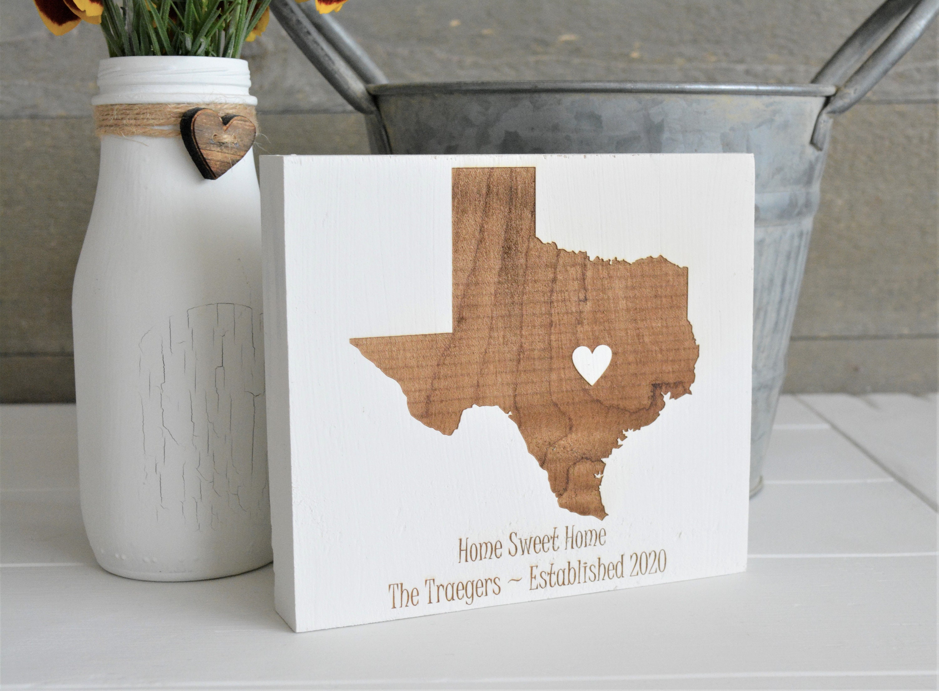 Rustic Texas Map/tx Map/personalized Map/housewarming - Etsy