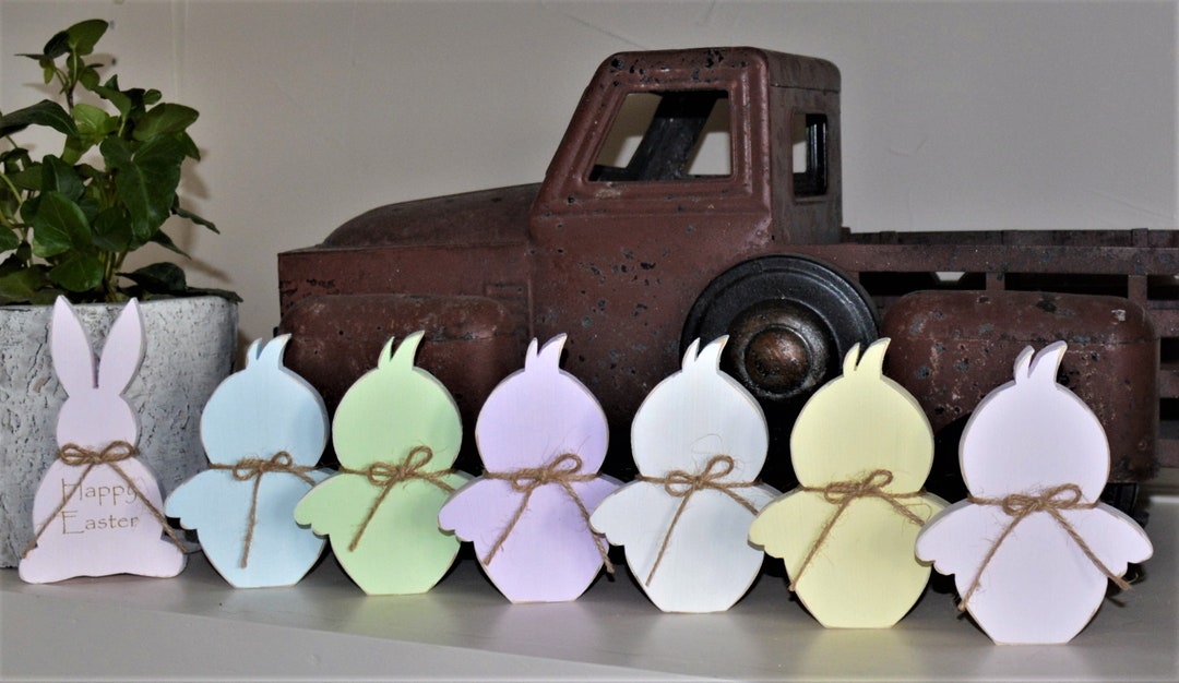 Rustic Easter Chick With Name 4.25"h/spring Chick Decor/personalized ...