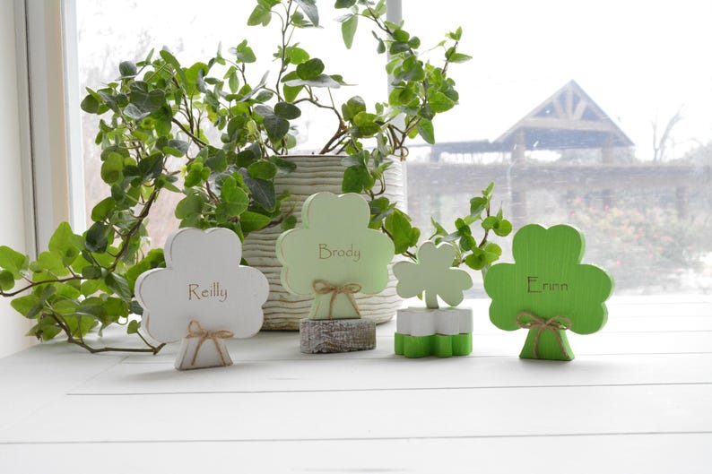 Wood 3.25"h Personalized Shamrock OR Set of 3 Mini Shamrocks: St ...