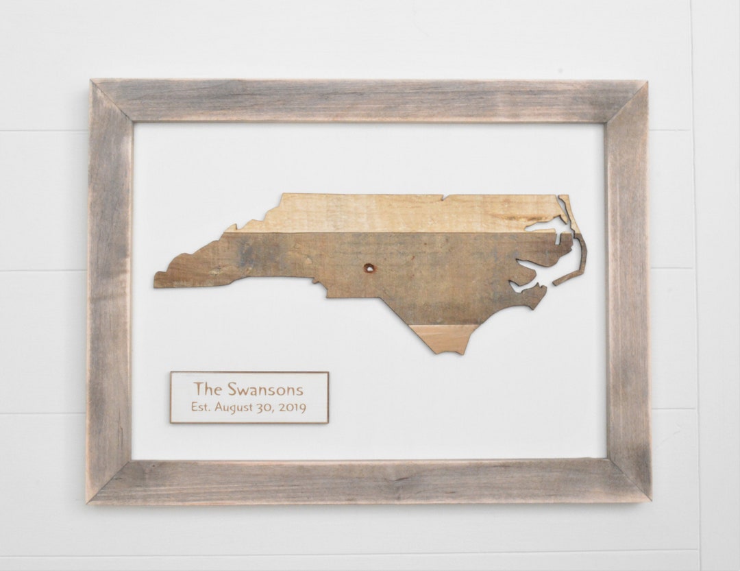 Rustic North Carolina Map 16"w X 12"h/personalized Wood North Carolina ...