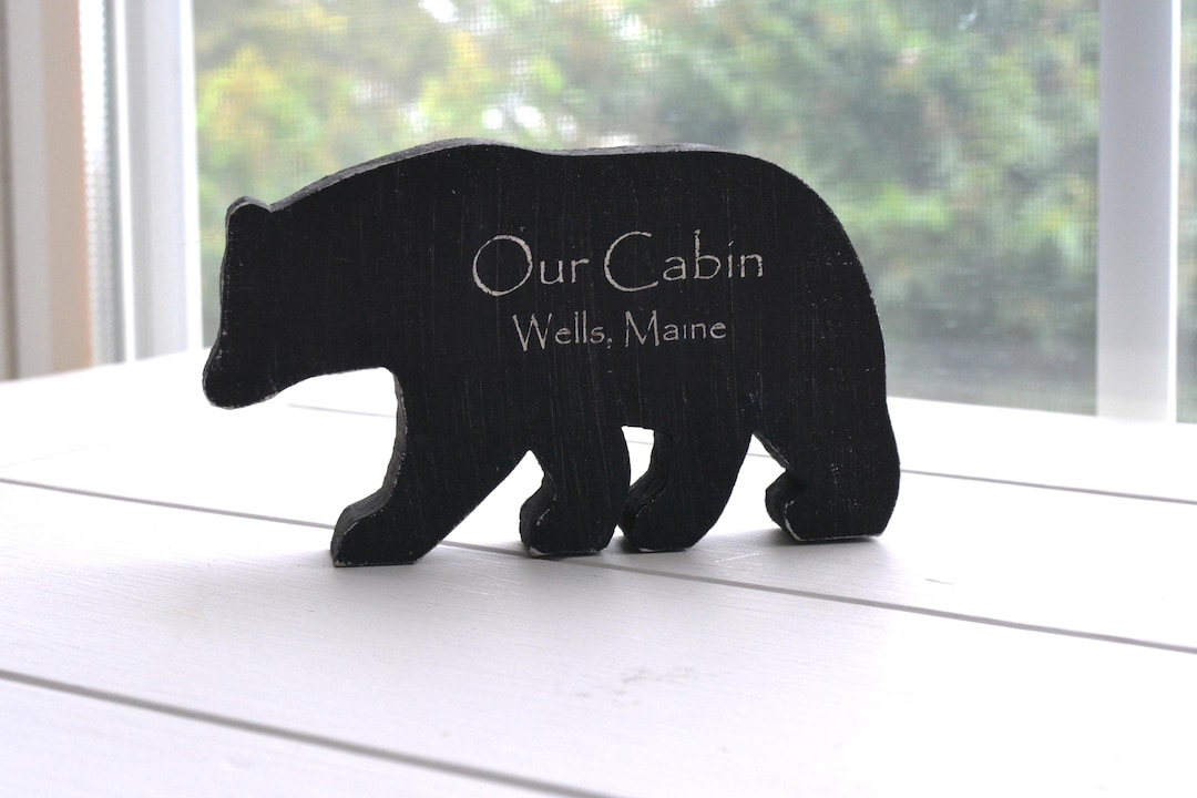 Rustic Black Bear/personalized Black Bear/cabin Decor/rustic Black Bear ...
