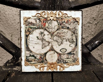 World Map Plaque - Etsy UK