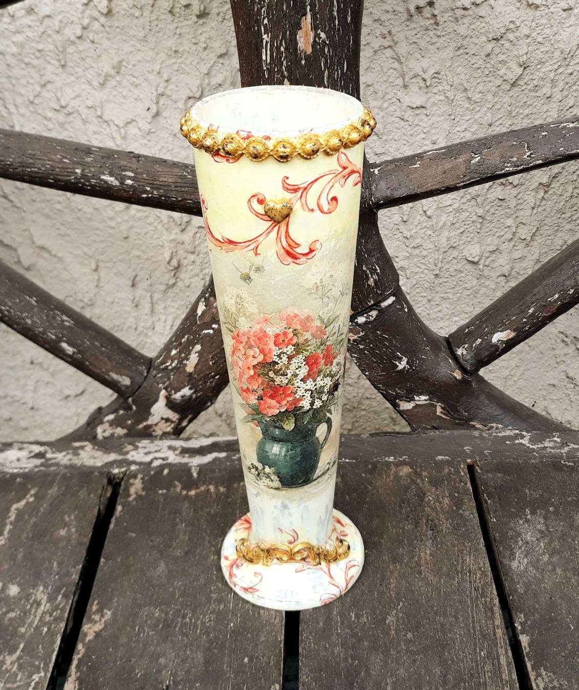 Victorian flower vase Vintage bouquet | Etsy