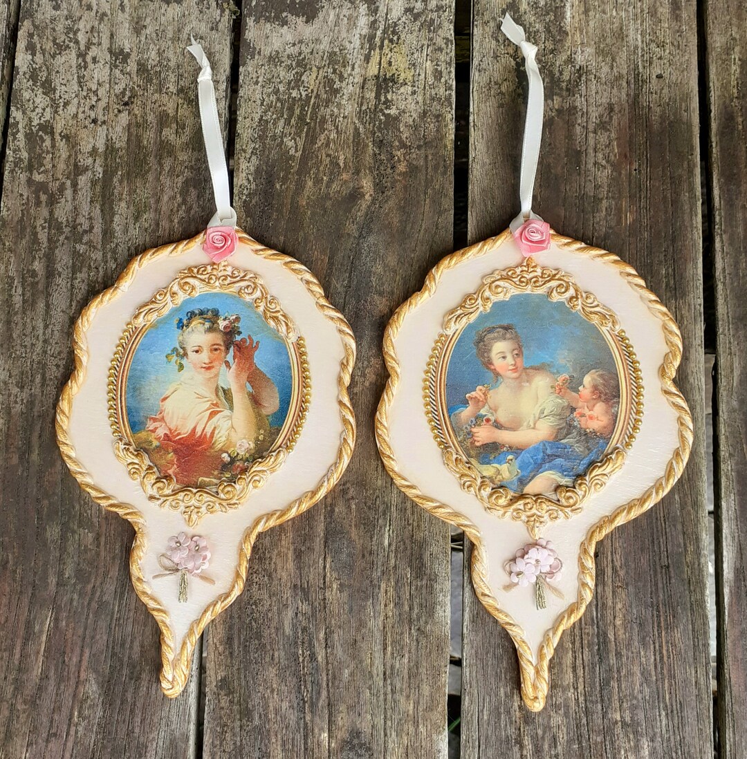 Pink Shabby Chic Portraits, Pictures With Clay Mouldings Vintage Floral ...