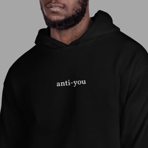 Anti-you Embroidered Hoodie, Unisex, Aesthetic Hoodie, Goth Hoodie - Etsy