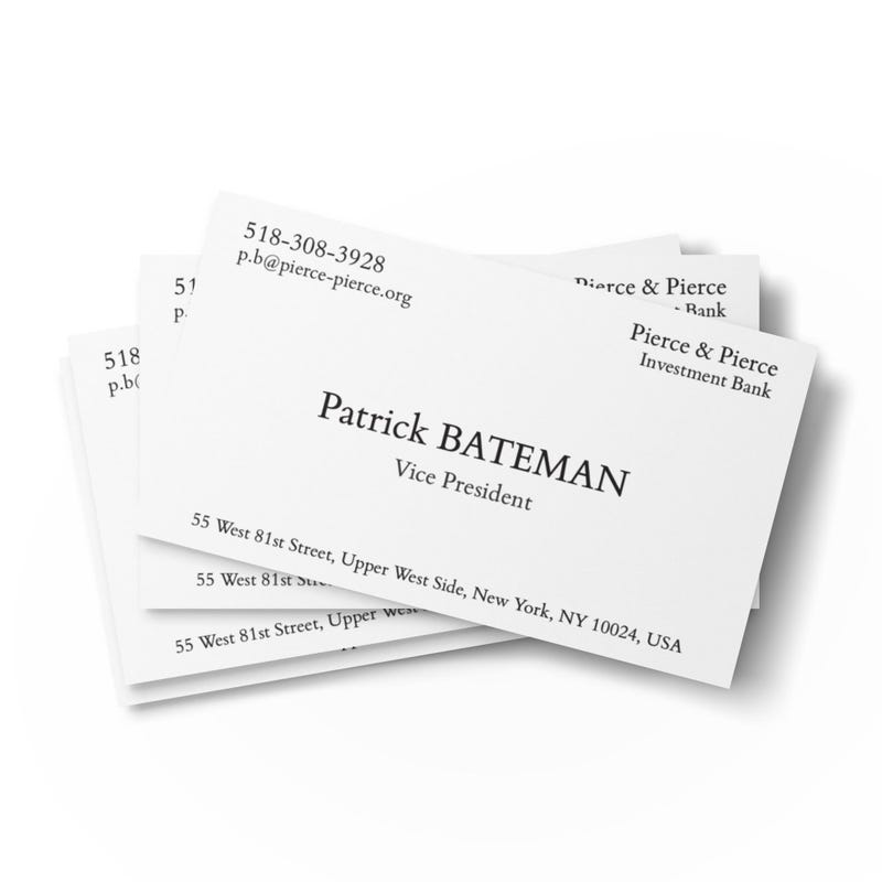 Patrick Bateman Business Card - Etsy