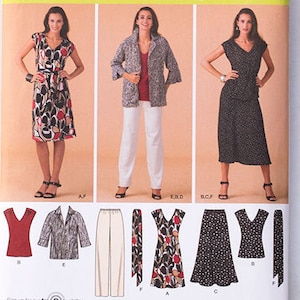 Misses Dress Top Skirt Pants Jacket Tie Belt Uncut Sewing Pattern ...