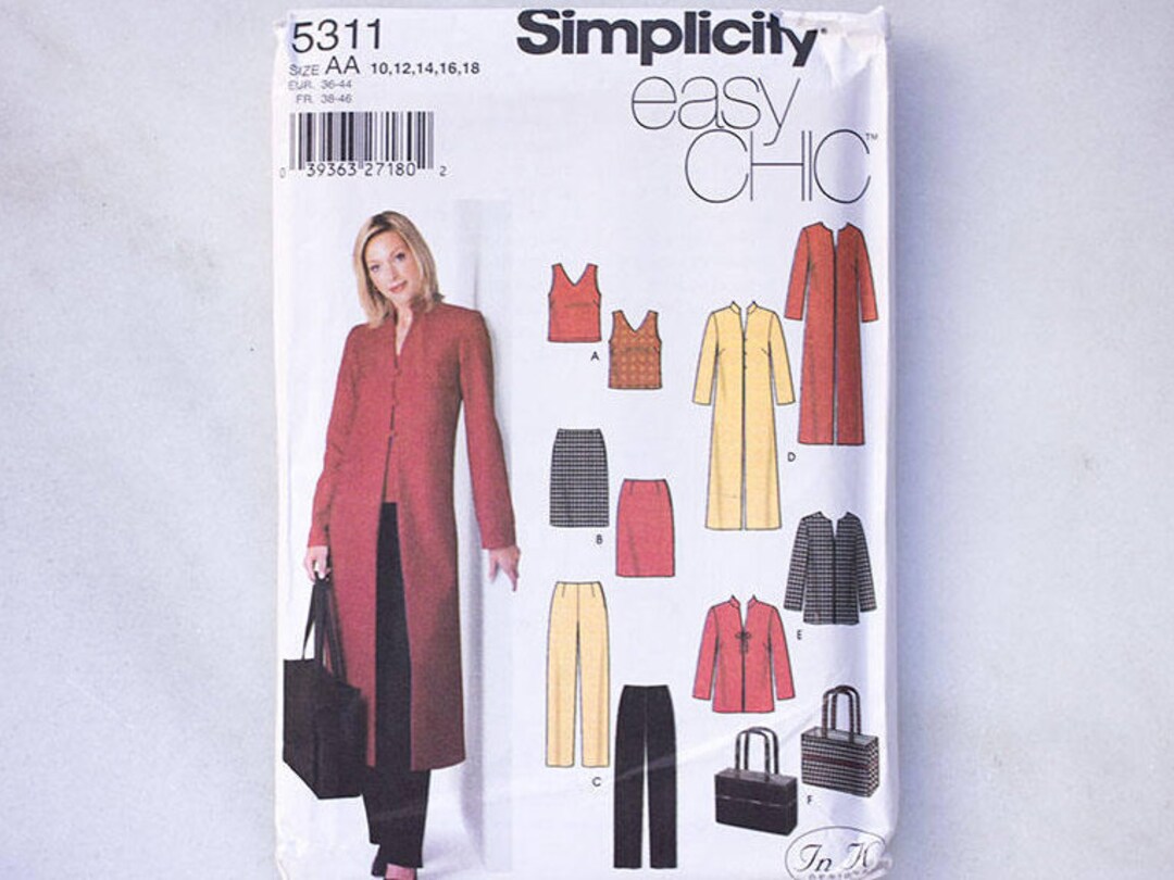 Simplicity 5311 AA Misses Womens Top, Skirt, Coat or Jacket and Tote ...
