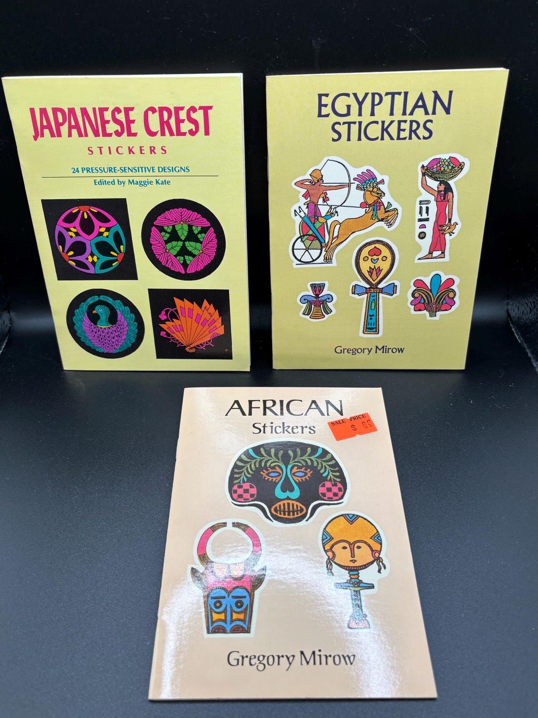 Vintage Dover Cultural Sticker Books - Egyptian, Japanese Crest, and ...