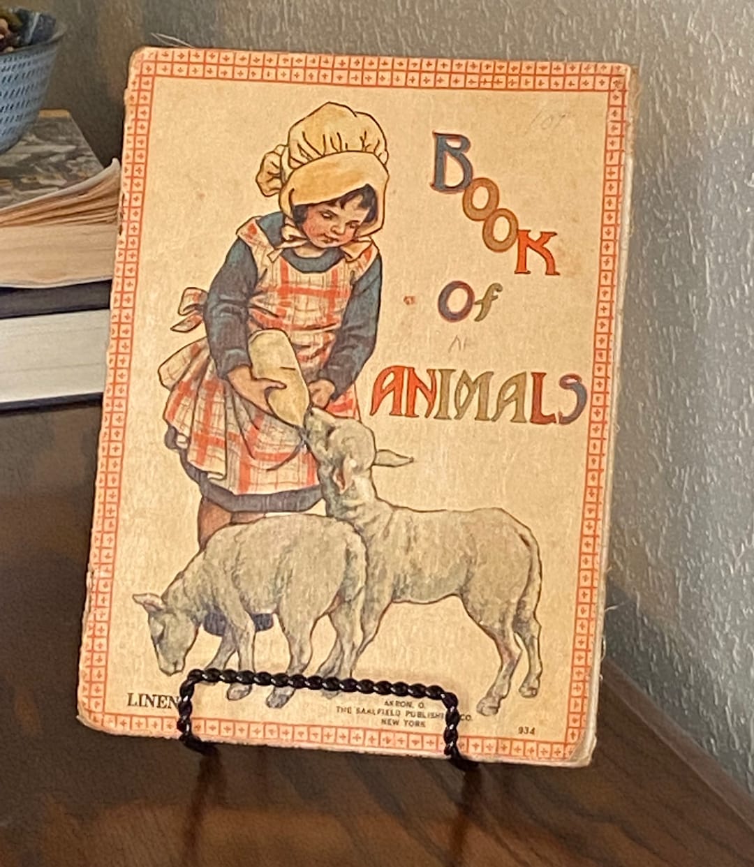 Antique Book of Animals, Rare Linen Children's Book, Saalfield ...