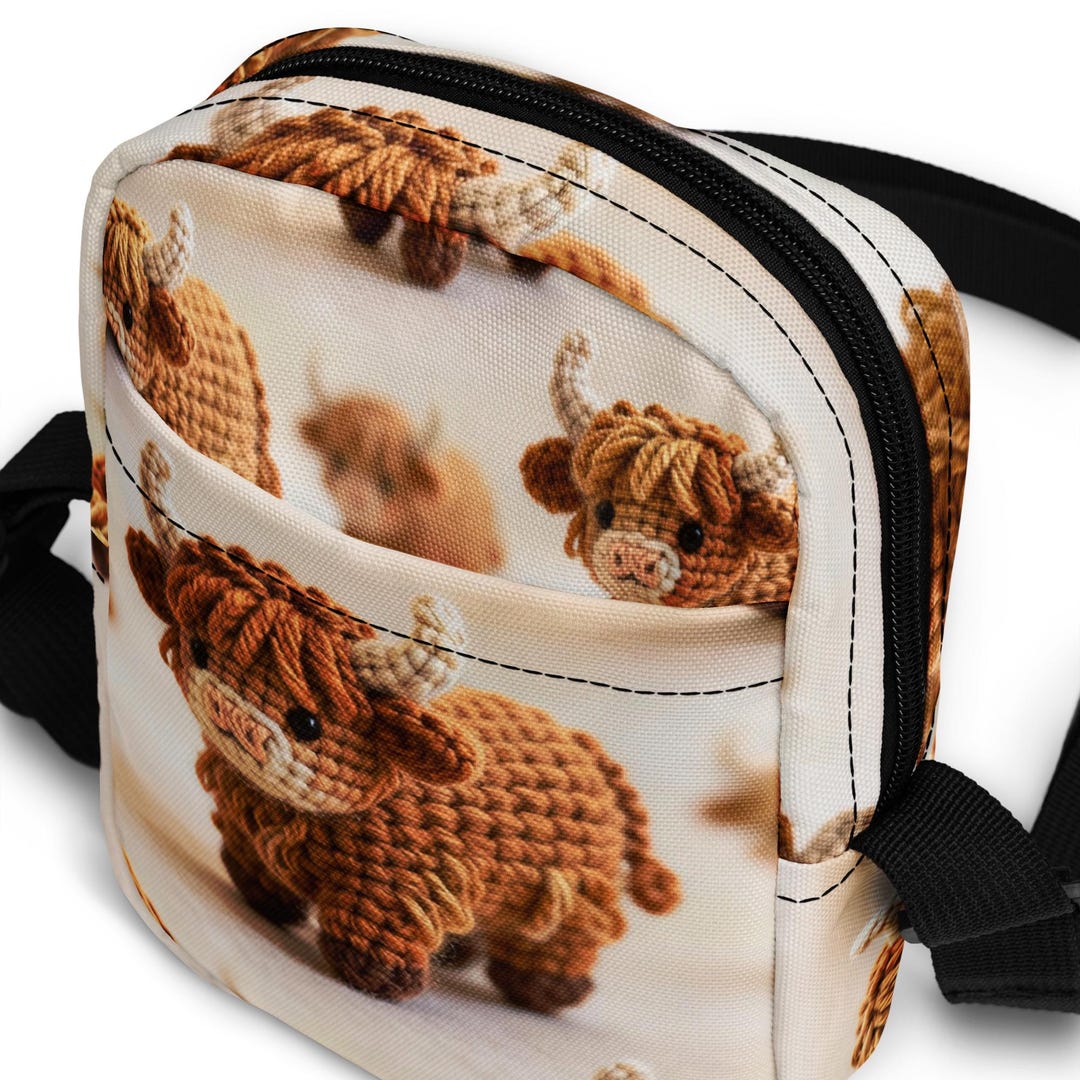 Highland Cow Crochet Crossbody Bag, Boho Crossover Purse, Waist Pouch ...