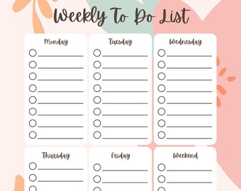 Weekly to Do List | Navy and Blush Floral Weekly to Do List Life ...