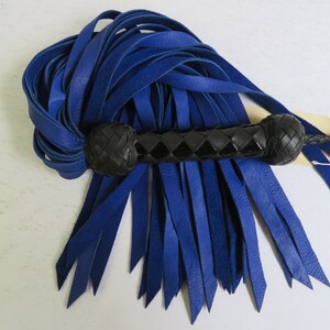 Leather Flogger 30 Tail Deerskin Flogger 22 Blue Whip BDSM Unisex, Hand ...