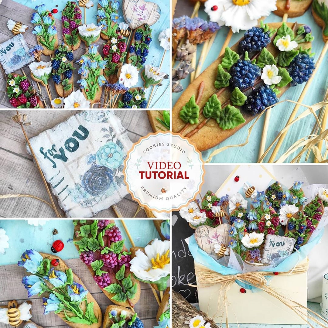 Berry Flowers Cookie Decorating Class. Step-by-step Video Tutorial - Etsy