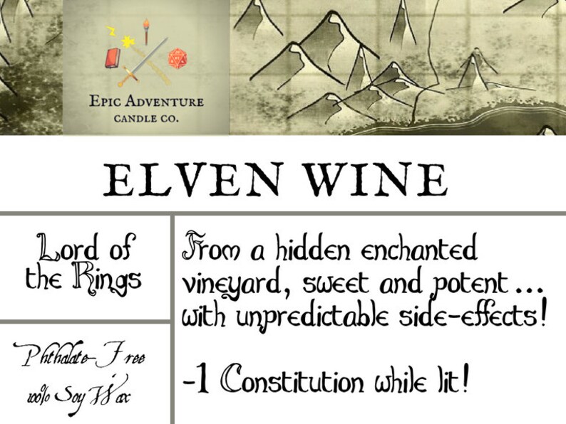 ELVEN WINE RPG 1 Constitution Candle Wood Wick - Etsy