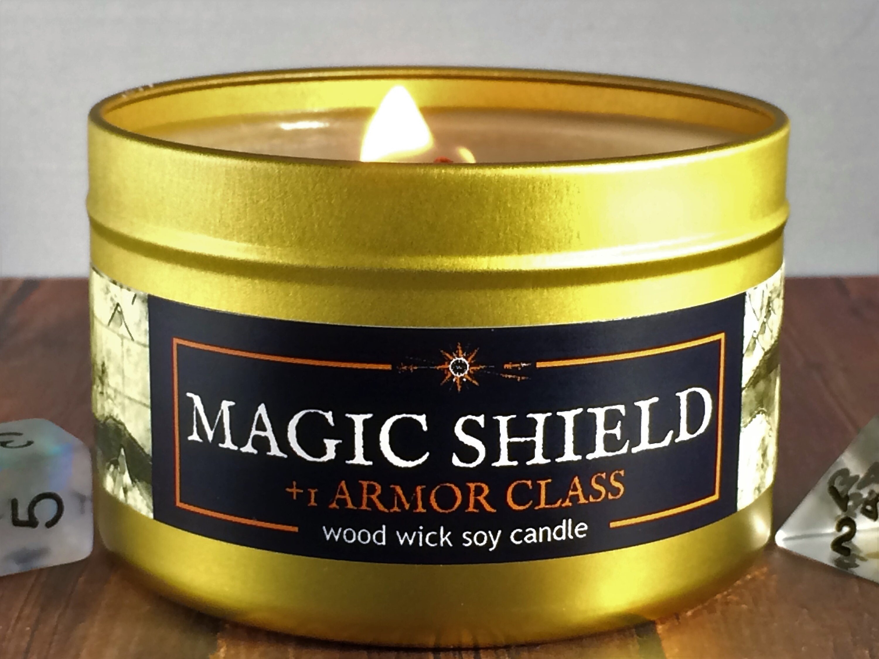 Magic Shield 1 AC RPG Dnd Candle Wood Wick Soy 4 Oz | Etsy