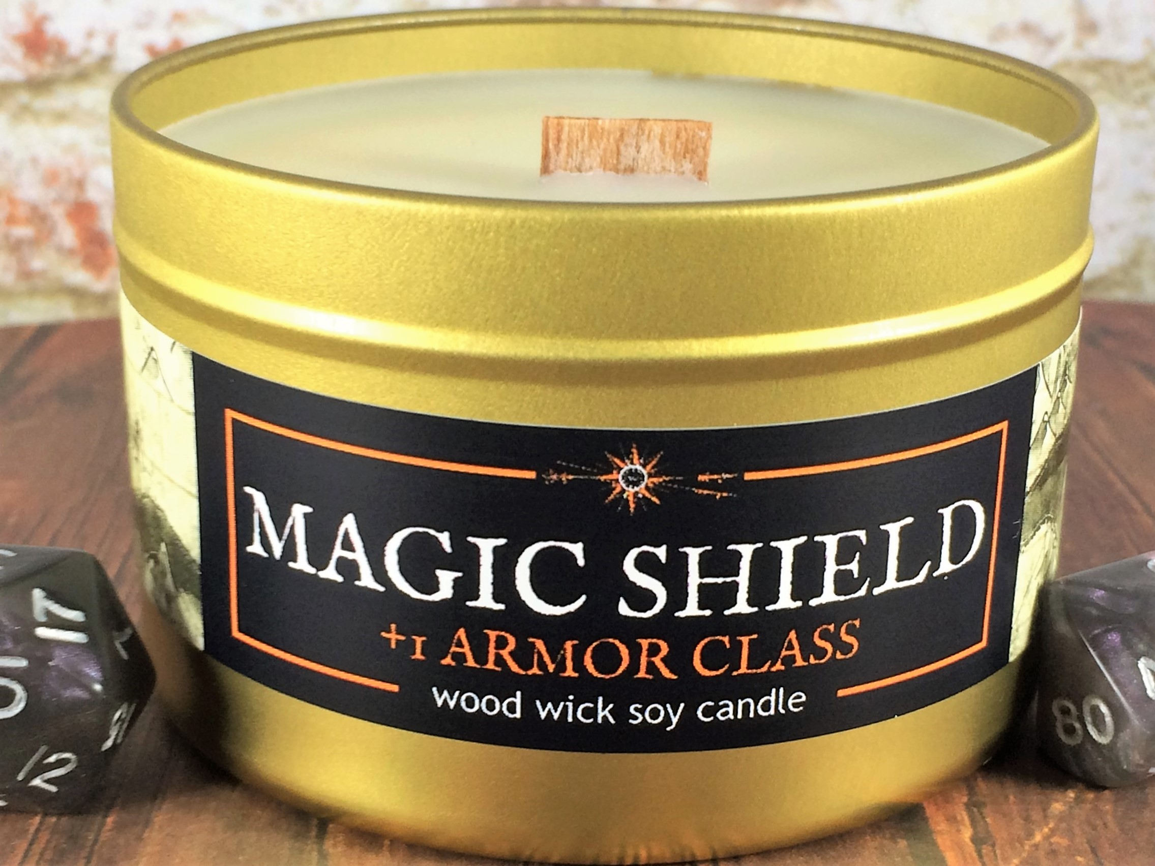 Magic Shield 1 AC RPG Dnd Candle Wood Wick Soy 4 Oz | Etsy