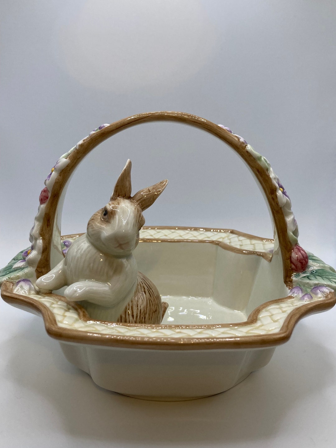 Fitz and Floyd Bunny Basket - Etsy