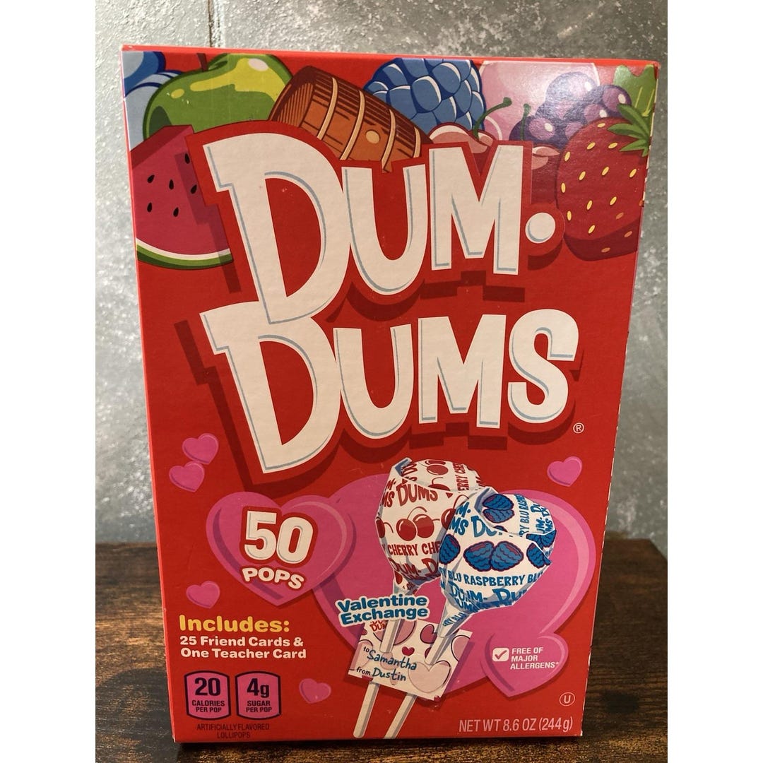 Dum Dums Valentine's Day Party Pack 50 Pieces Suckers and Cards - Etsy