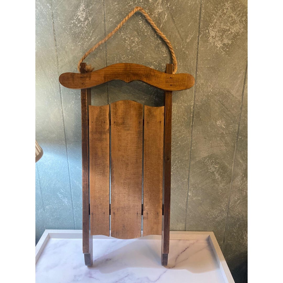Vintage Wooden Sled Wall Hanging Decor Rustic Farmhouse Christmas ...