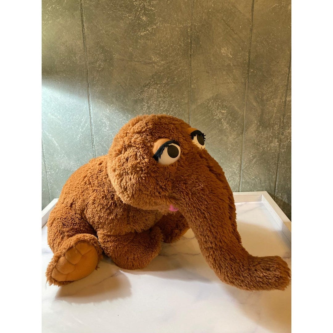 Sesame Street Snuffleupagus Plush Toy Brown Large Stuffed Animal Hasbro ...