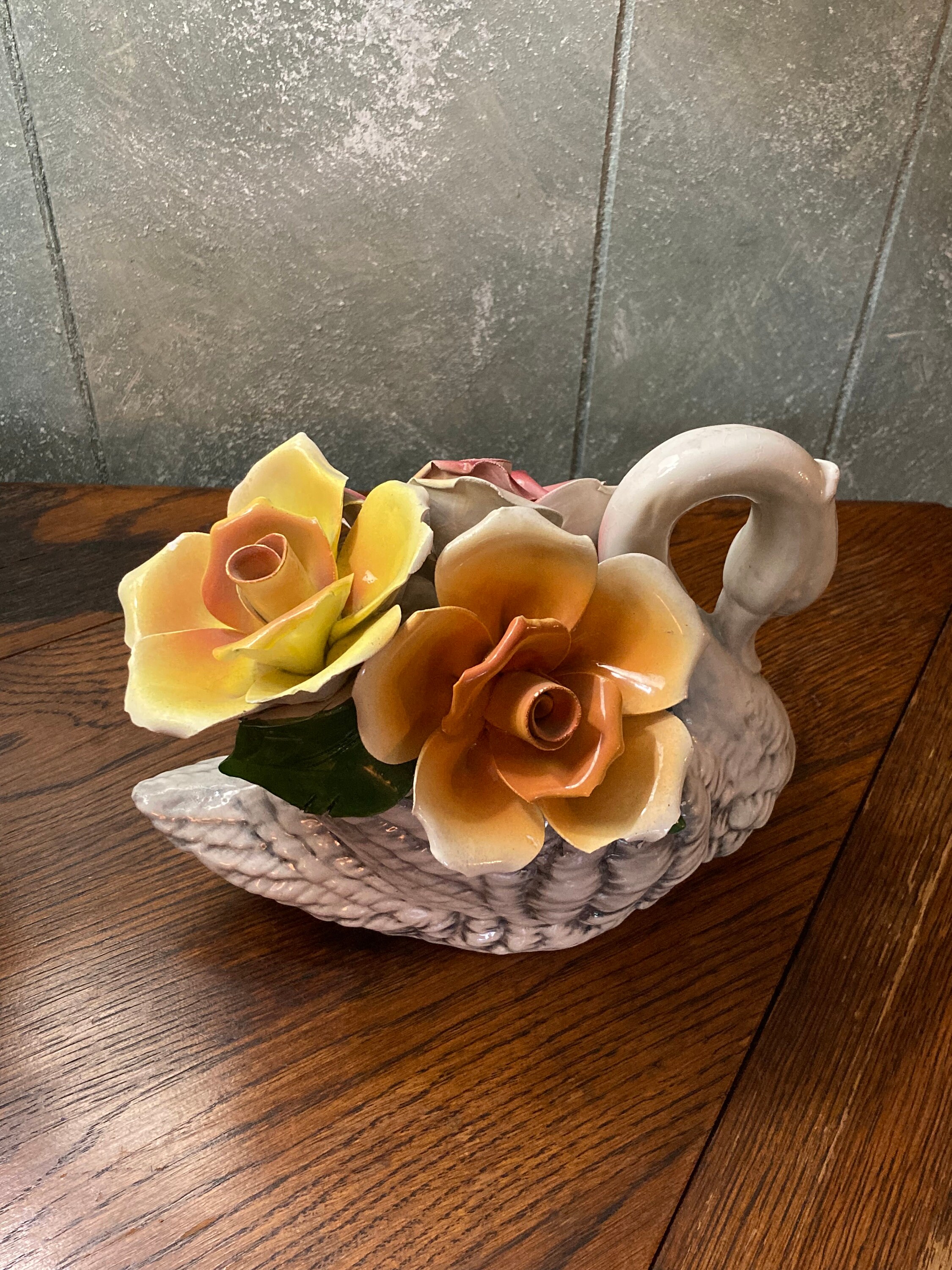 Vintage Italian Porcelain Capodimonte Swan - Etsy