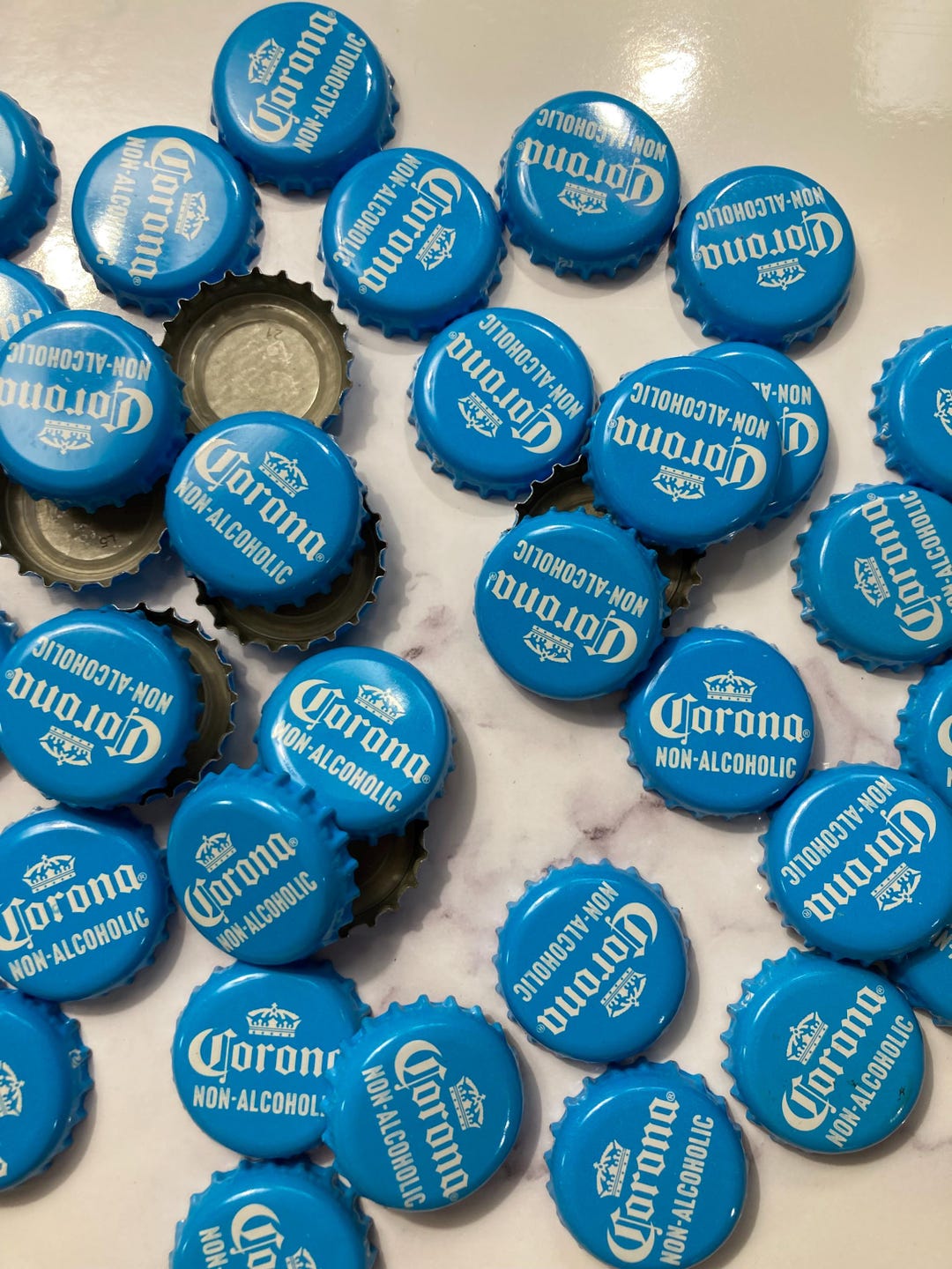 Corona/stella Non Alcoholic Beer Caps Light/dark Blue 50 Caps - Etsy