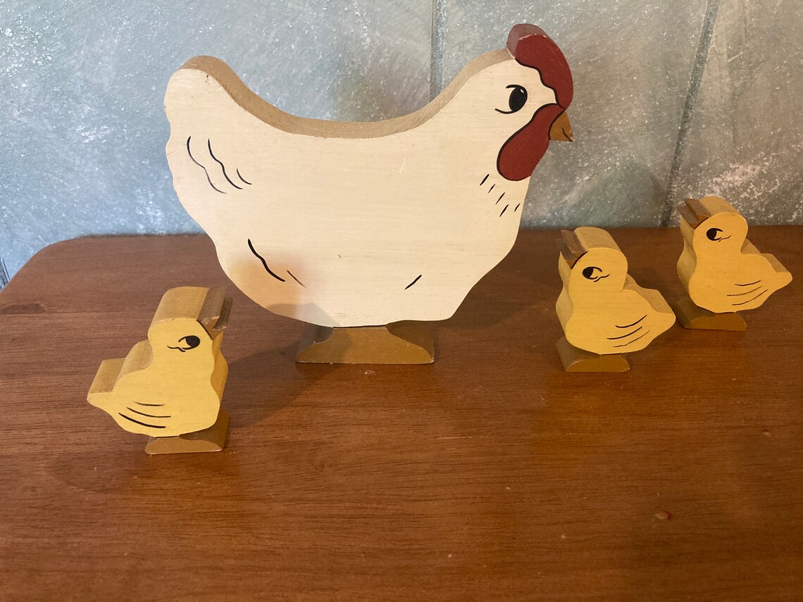 Wooden Hen and Chicks - Etsy