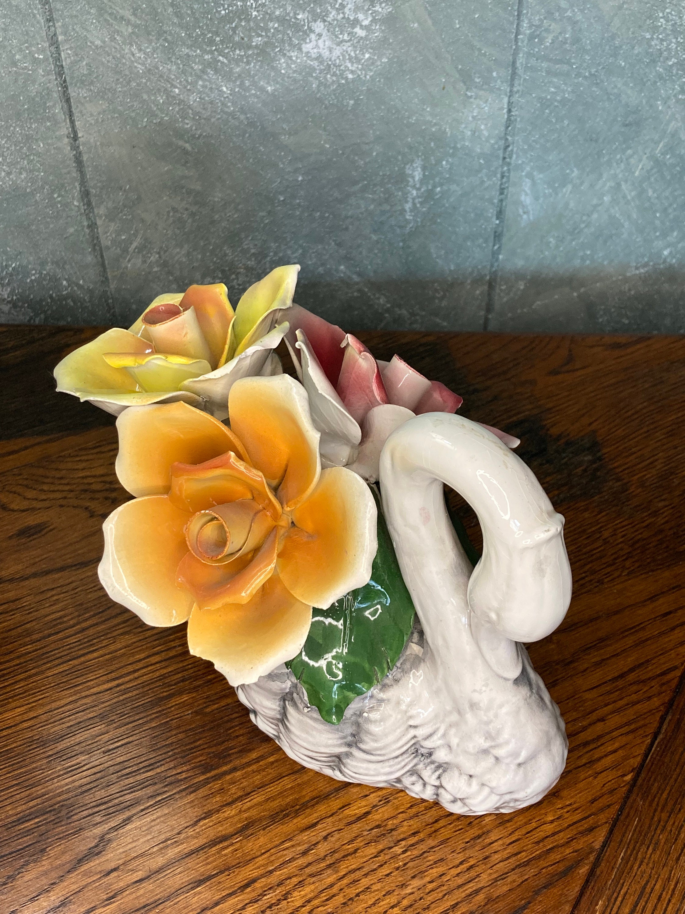 Vintage Italian Porcelain Capodimonte Swan - Etsy