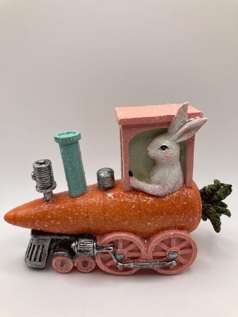 Rabbit on a Train Easter Decor - Etsy
