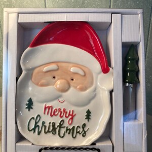 Santa Plate and Christmas Tree Cheese Spreader - Etsy