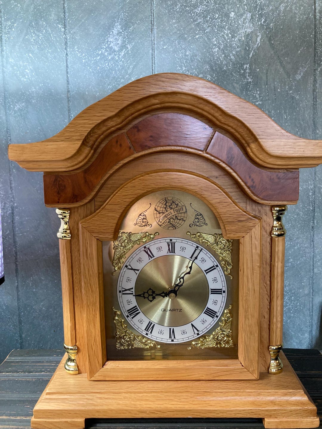Mantle Clock Wood Tempus Fugit Quartz Movement 1980 S - Etsy