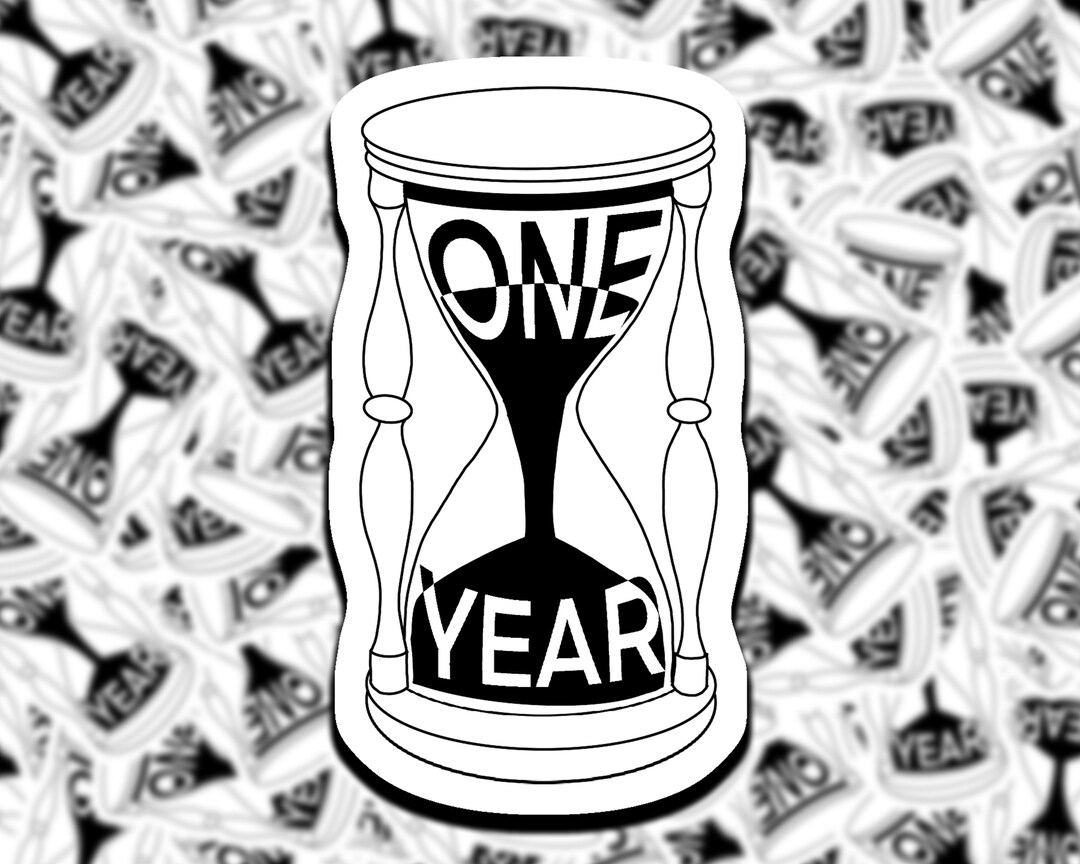 One Year Hourglass Sticker // Unus Annus Sticker - Etsy
