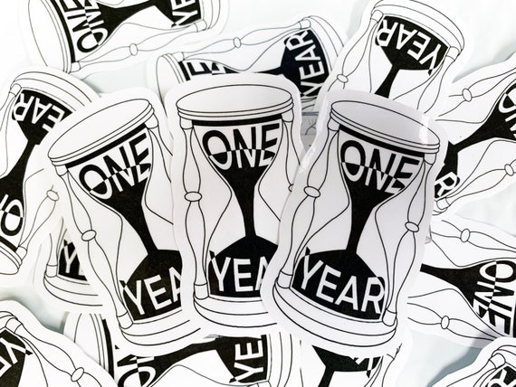 One Year Hourglass Sticker // Unus Annus Sticker | Etsy