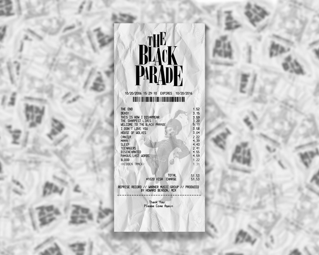 Black Parade Receipt Sticker // EMO // Waterproof - Etsy