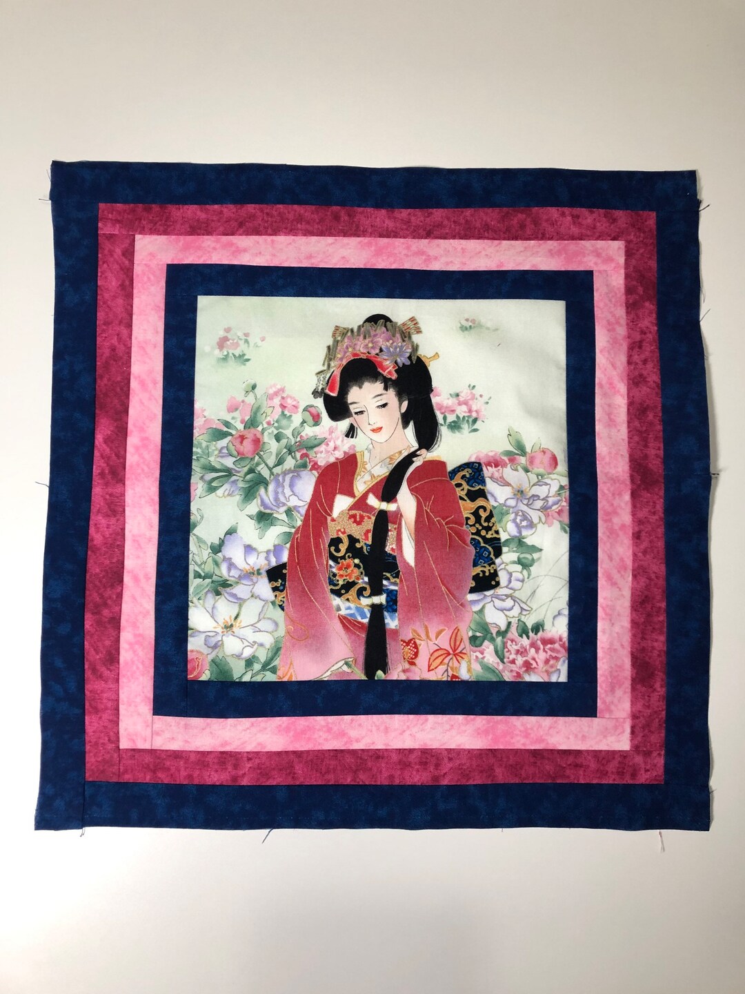 Unfinished Quilt Blocks Geishas and Orchid Panel With Pieced Borders - Etsy