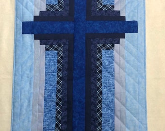 Log Cabin Block Cross 31 X 42 Wall, Lap, or Table Quilt, Featuring ...