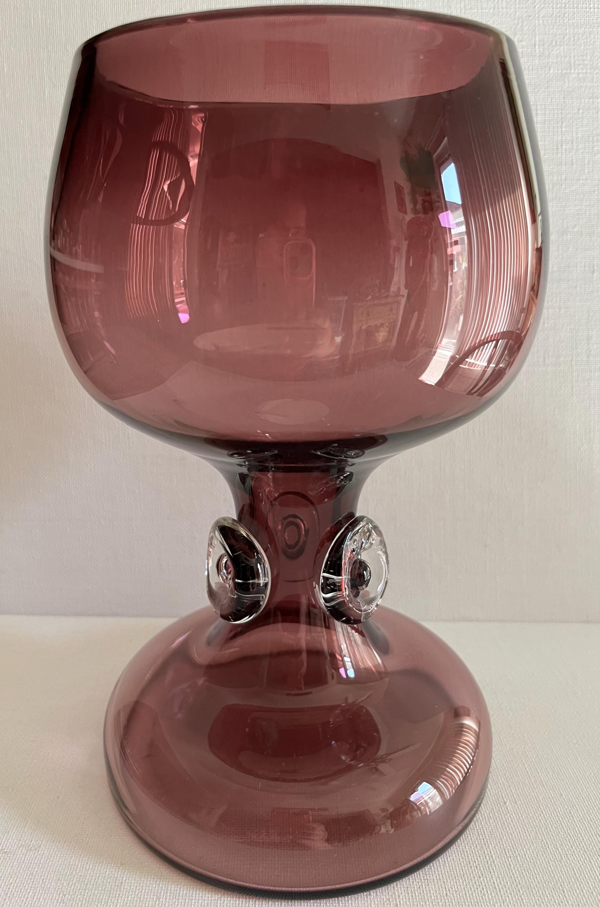 Vintage Blenko Glass Vase Amethyst Purple Hand Blown Studio Art Design ...