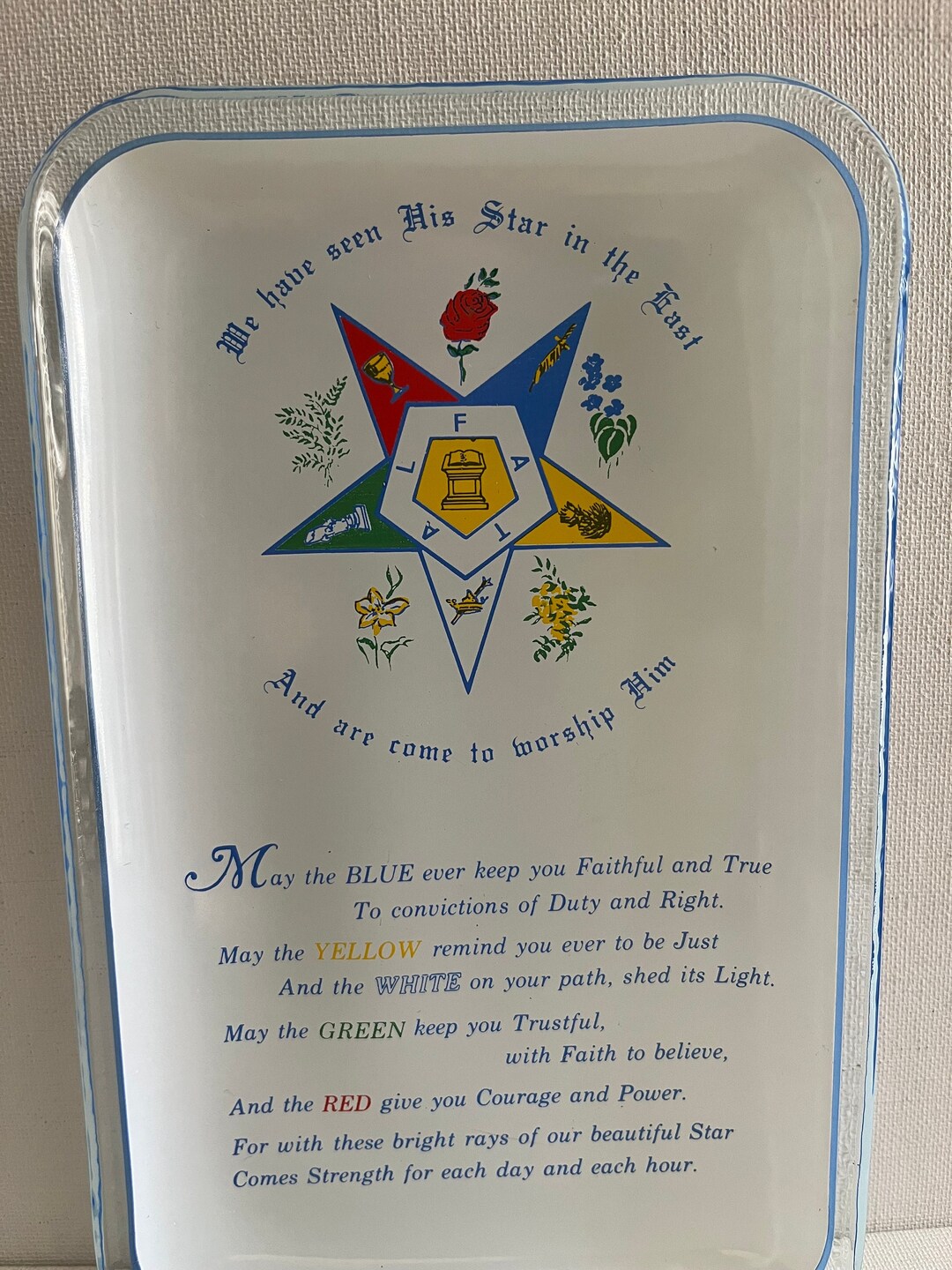 Vintage Motto Masonic Mason Glass Tip Tray Star Freemason Mid - Etsy