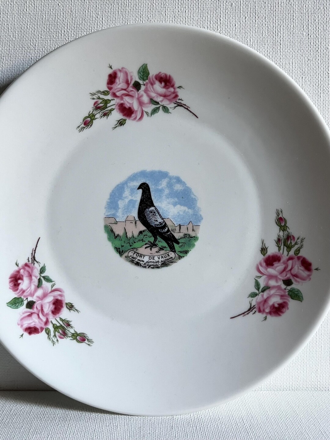 Antique France Souvenir Carrier Pigeon Plate French War Hero Cher Ami ...