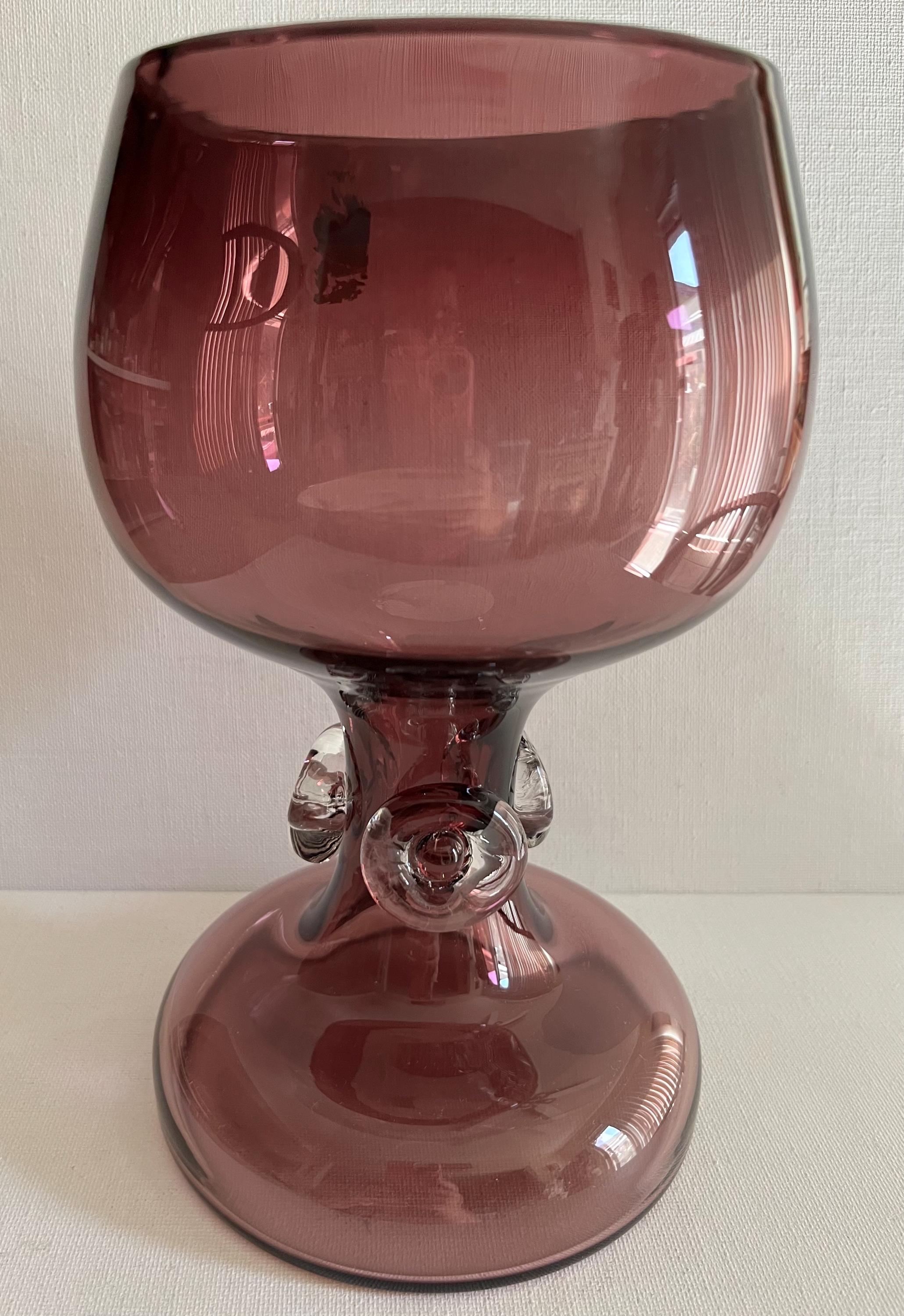 Vintage Blenko Glass Vase Amethyst Purple Hand Blown Studio Art Design ...