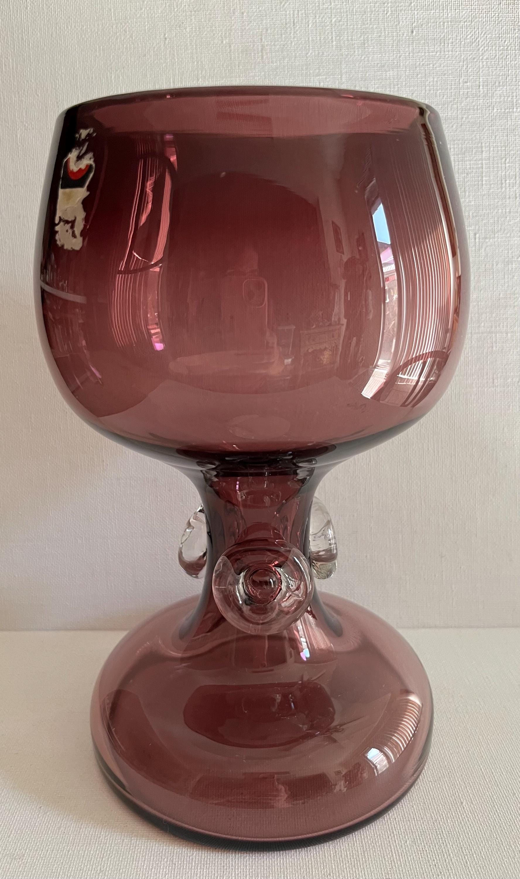 Vintage Blenko Glass Vase Amethyst Purple Hand Blown Studio Art Design ...