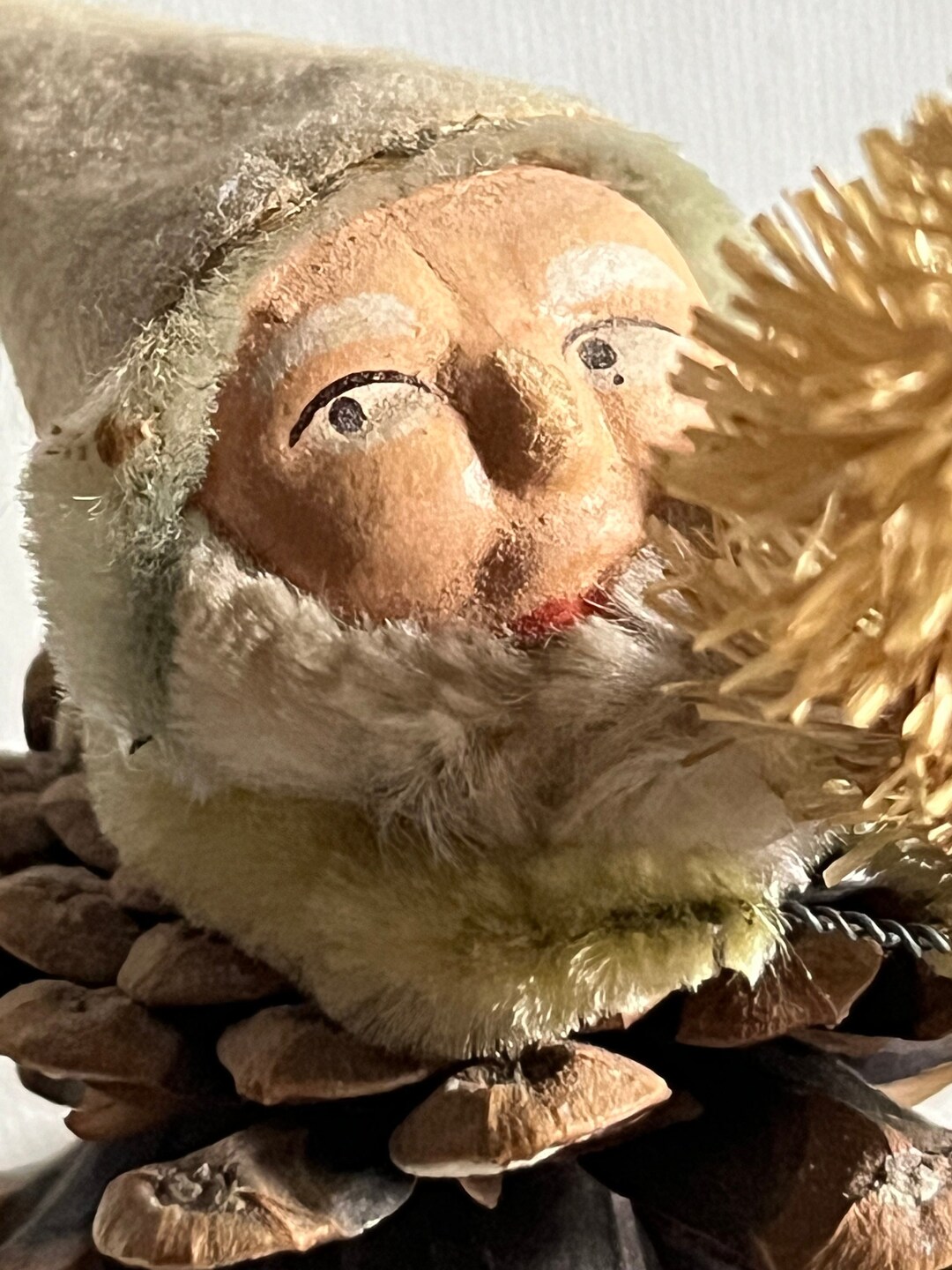 Vintage Putz Christmas Pinecone Elf Gnome Composition Face - Etsy